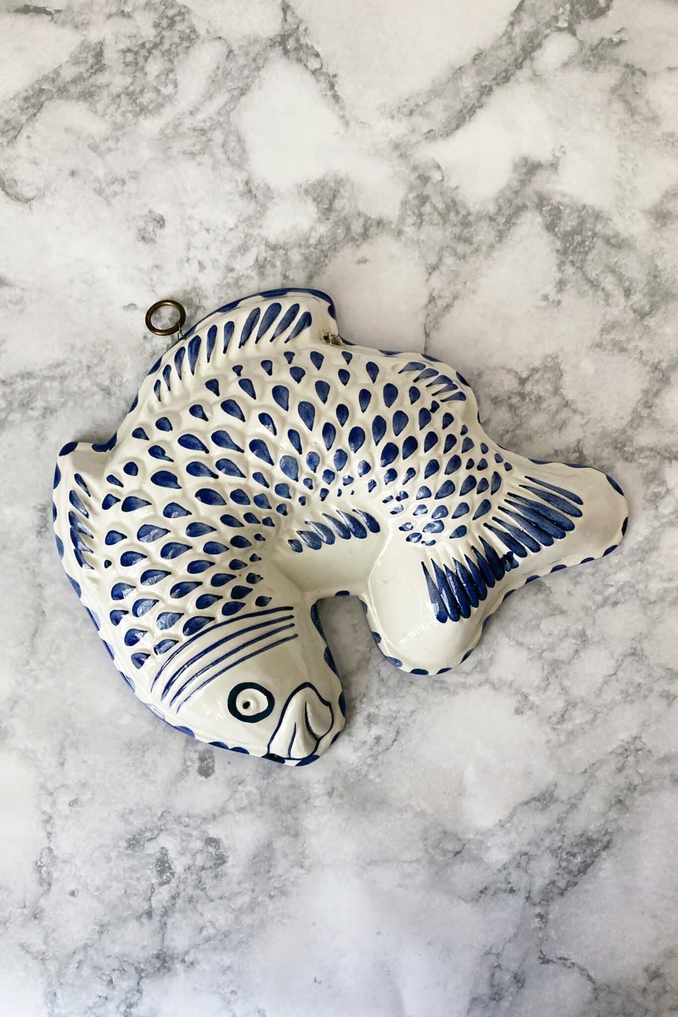 Vintage Blue and White Ceramic Fish Molds for Wall Display Set of 3 ...