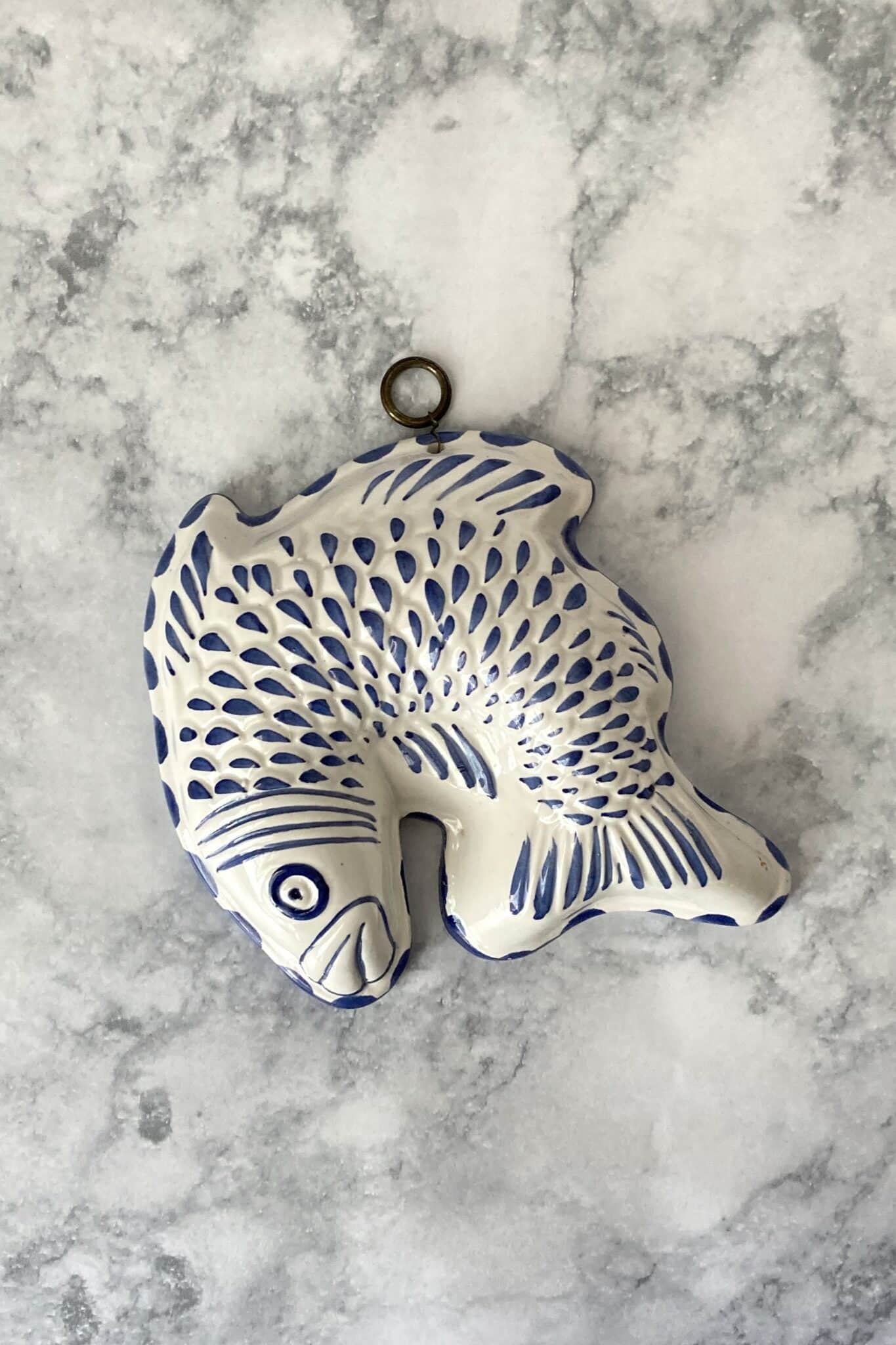 Vintage Blue and White Ceramic Fish Molds for Wall Display Set of 3 ...