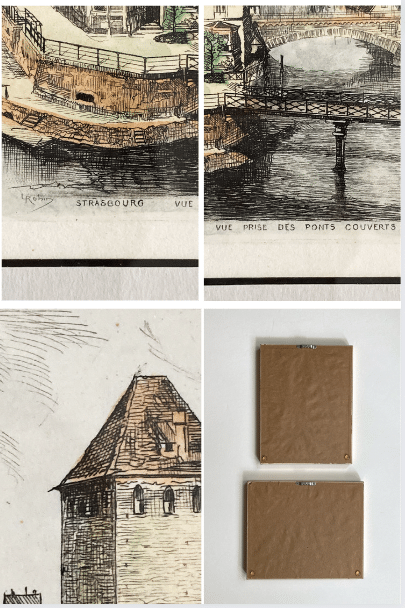Vintage Original Hand-Colored Etchings of Strasbourg by Leopold Robin a ...
