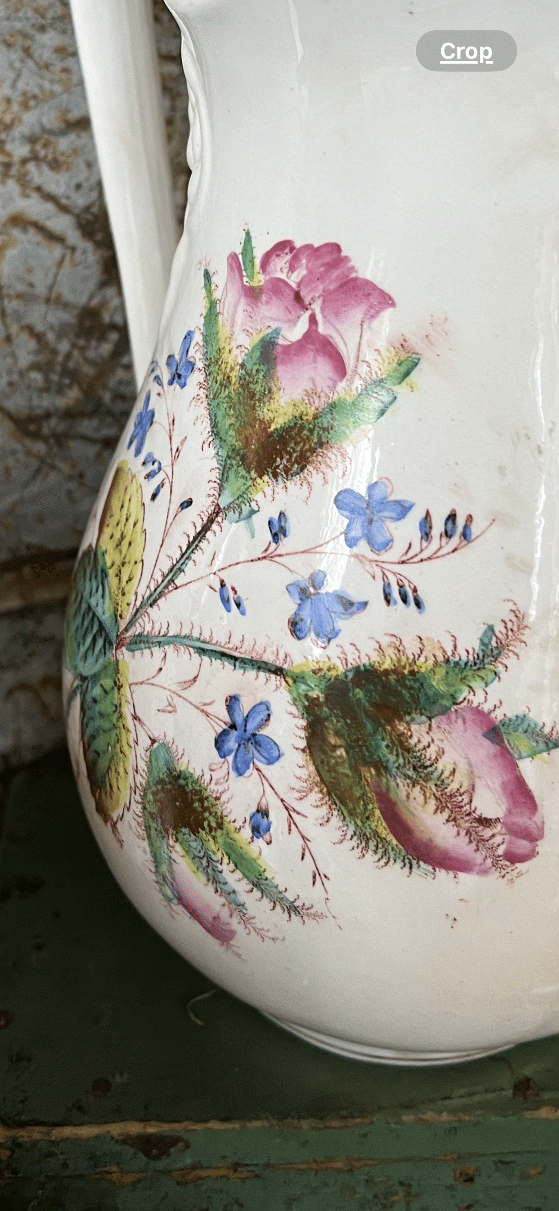 Antique Moss Rose Floral Pitcher | Vintage Keepers