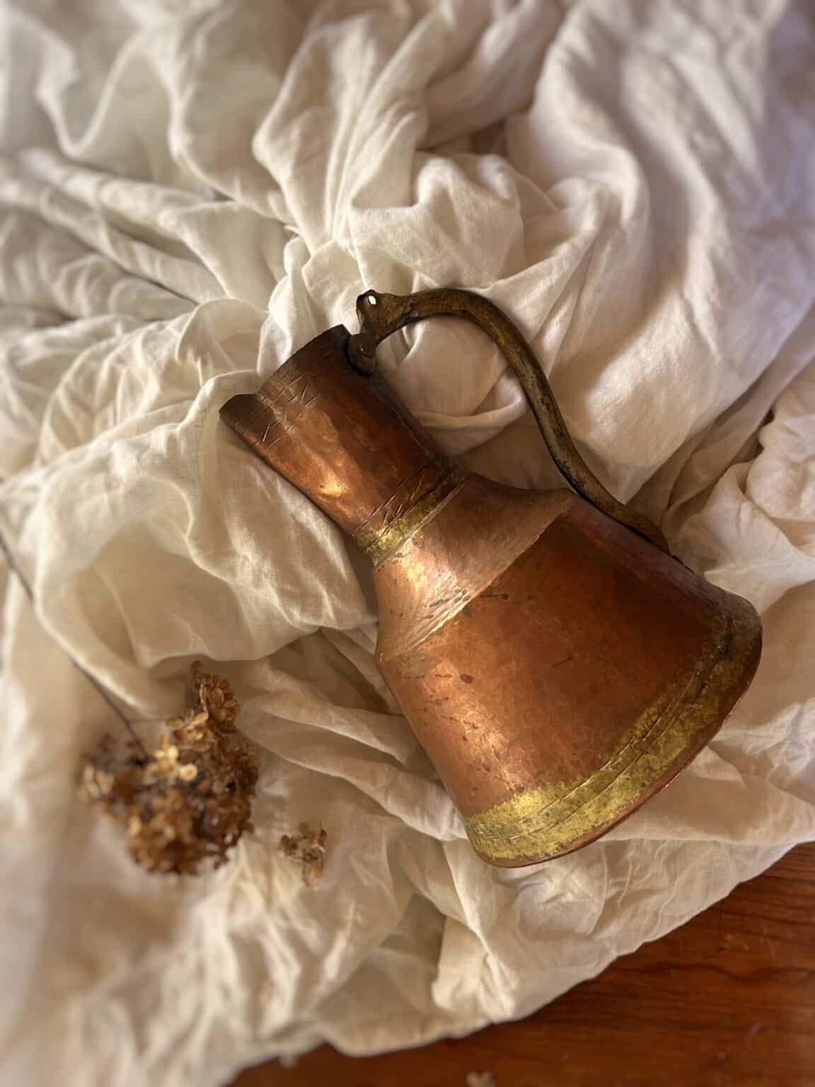 Antique, European Hammered Copper Pitcher | Vintage Keepers