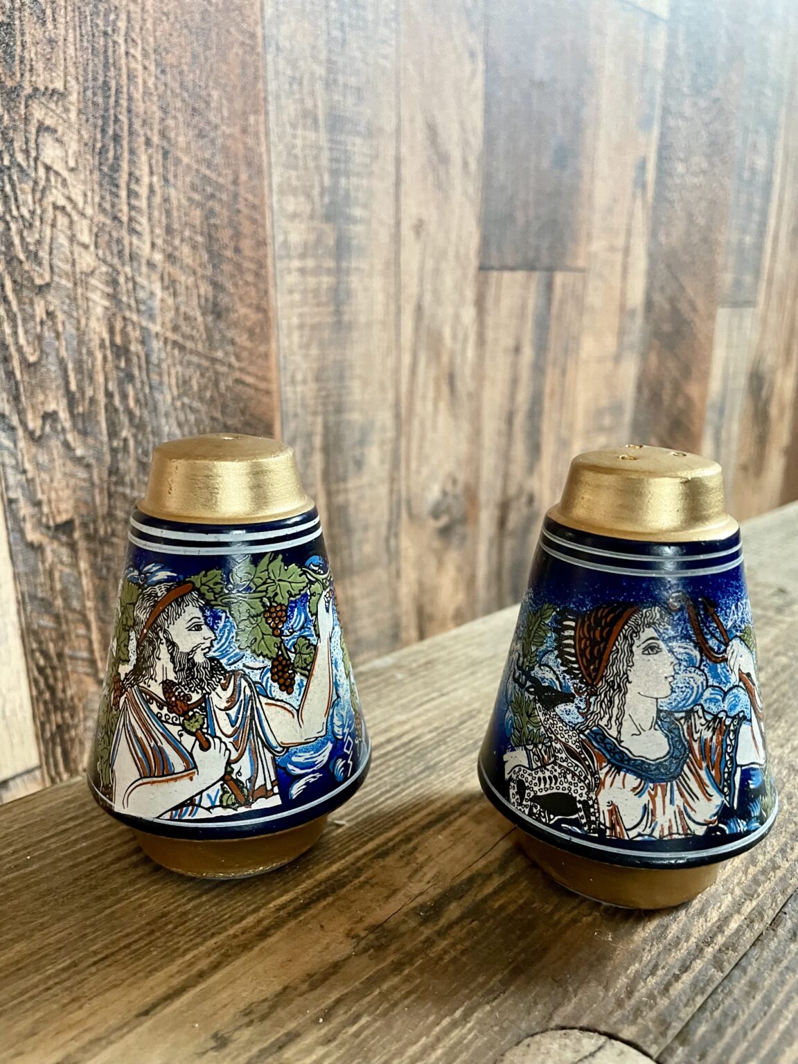 Hand Painted Greek S&P Shakers | Vintage Keepers