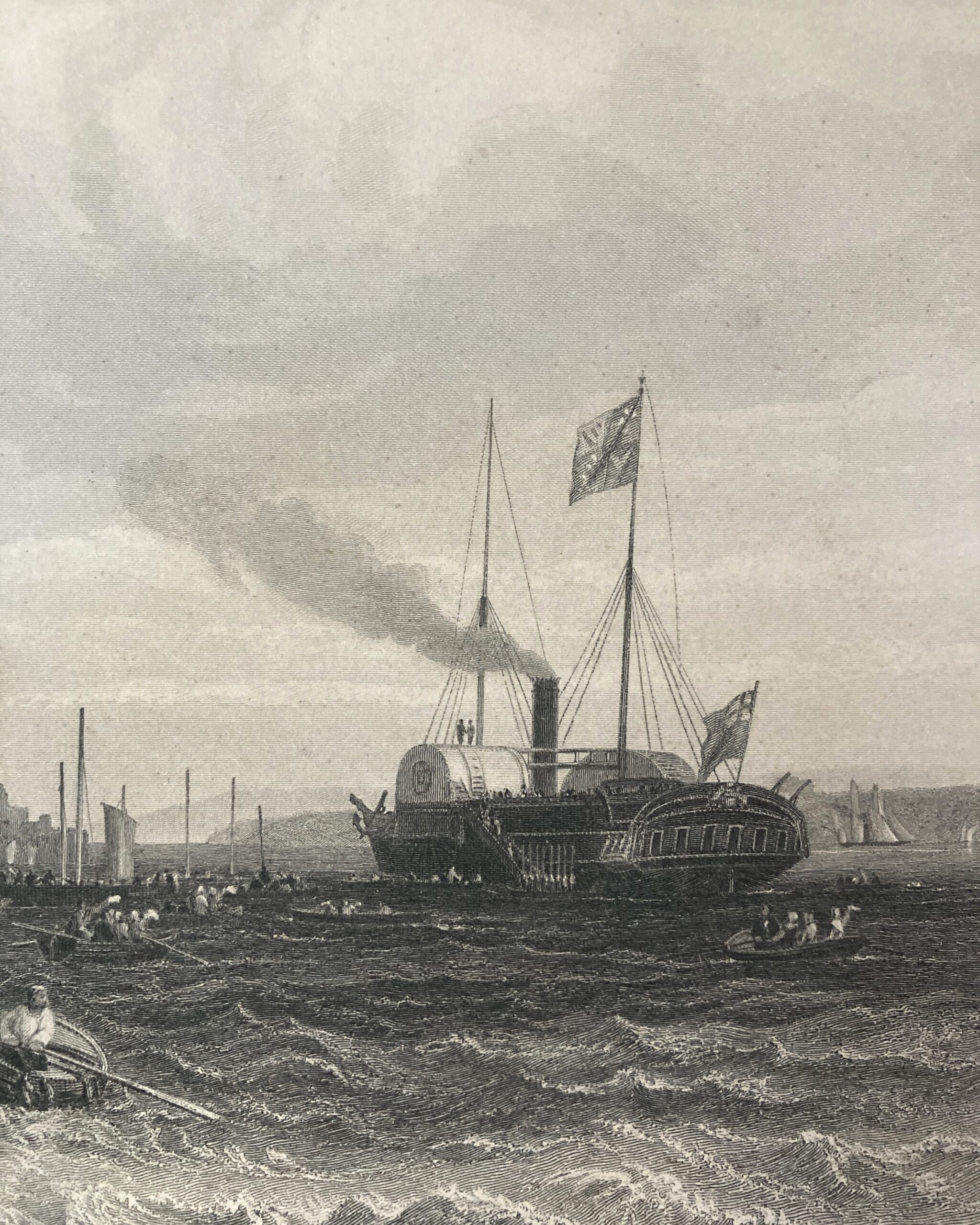 Antique Engraving The Royal Yacht Off Mount St. Michael by R. Wallis ...