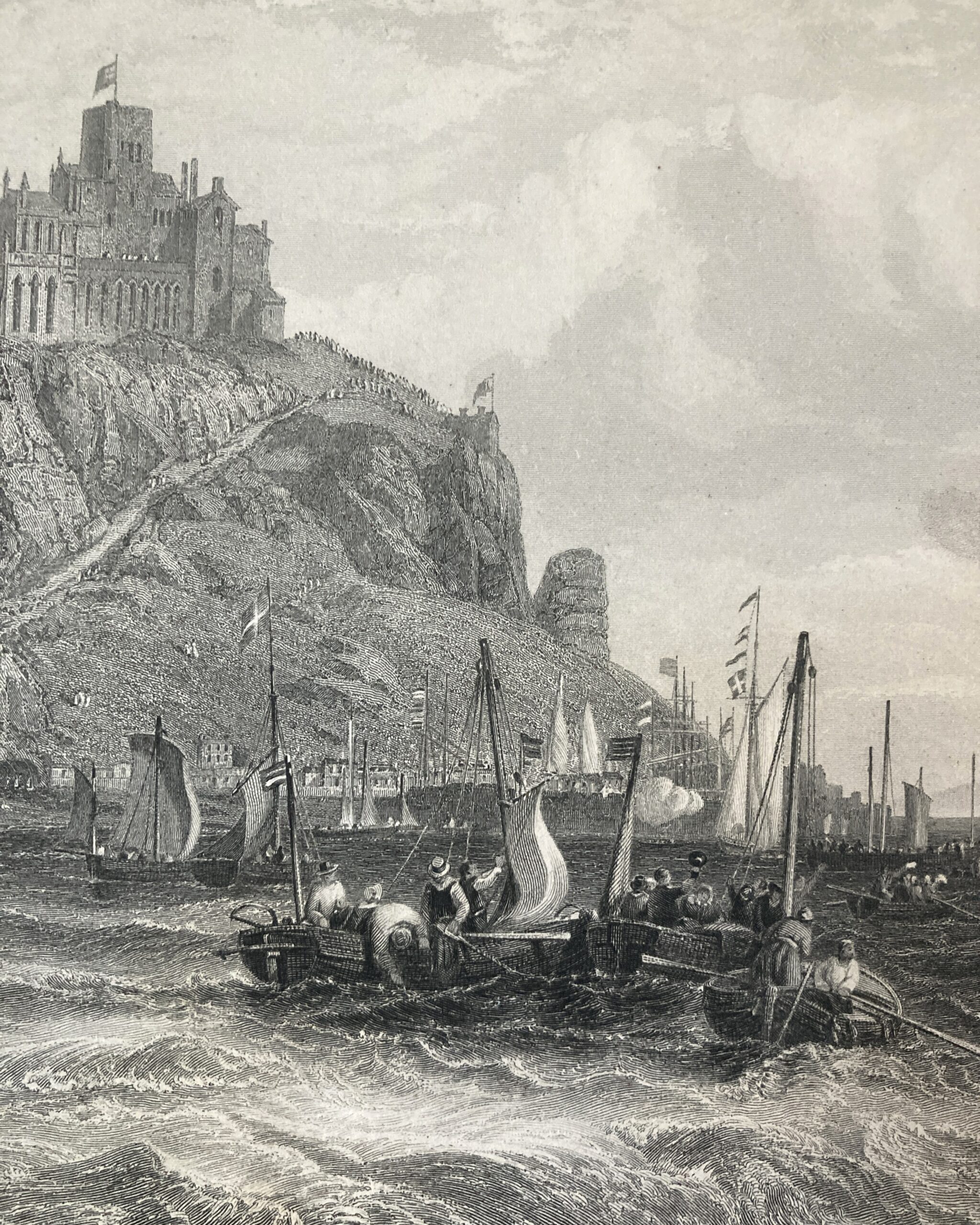 Antique Engraving The Royal Yacht Off Mount St. Michael by R. Wallis ...