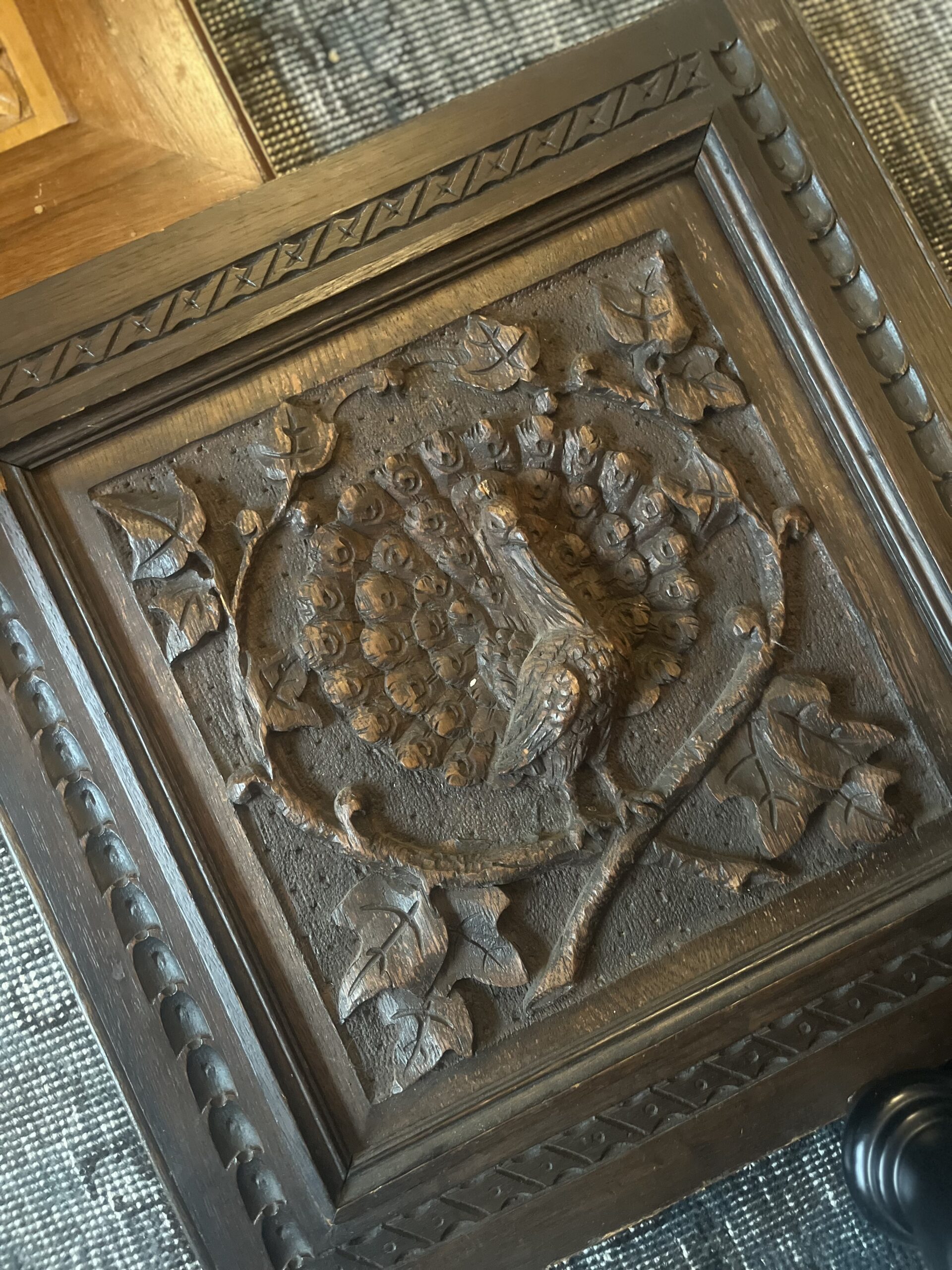 Carved peacock panel | Vintage Keepers